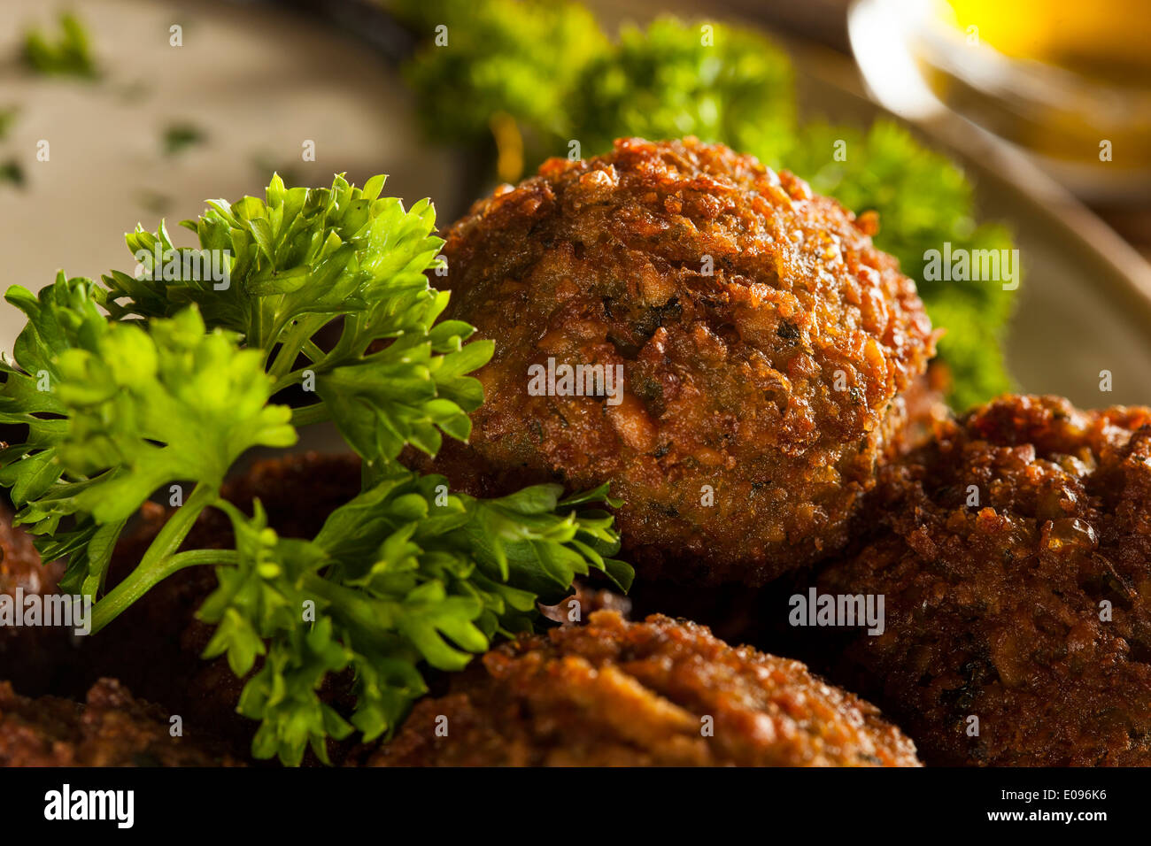 Healthy Vegetarian Falafel Balls with Rice and Salad Stock Photo - Alamy