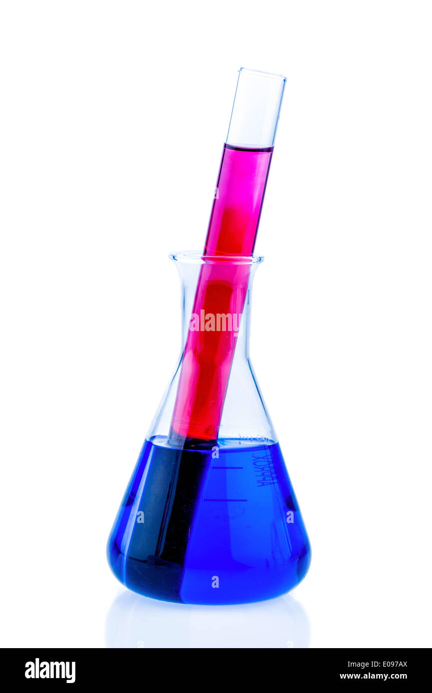 Lab glasses with attempt in chemistry lab. Symbolic photo fue research ...