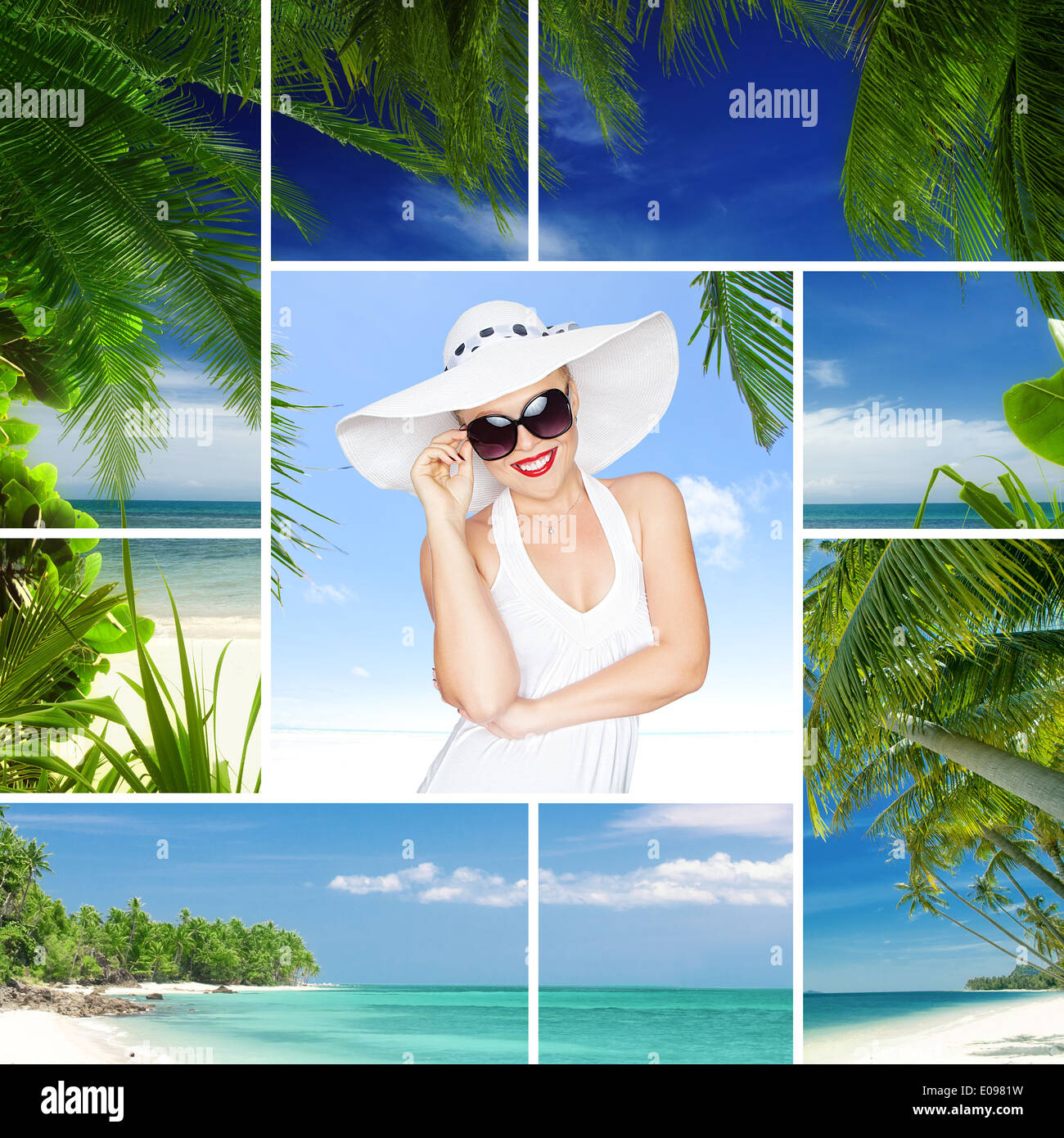 Tropic theme collage composed of different images Stock Photo - Alamy