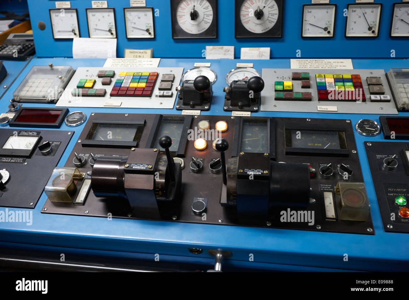 main engine thruster controls control room on board the russian ...