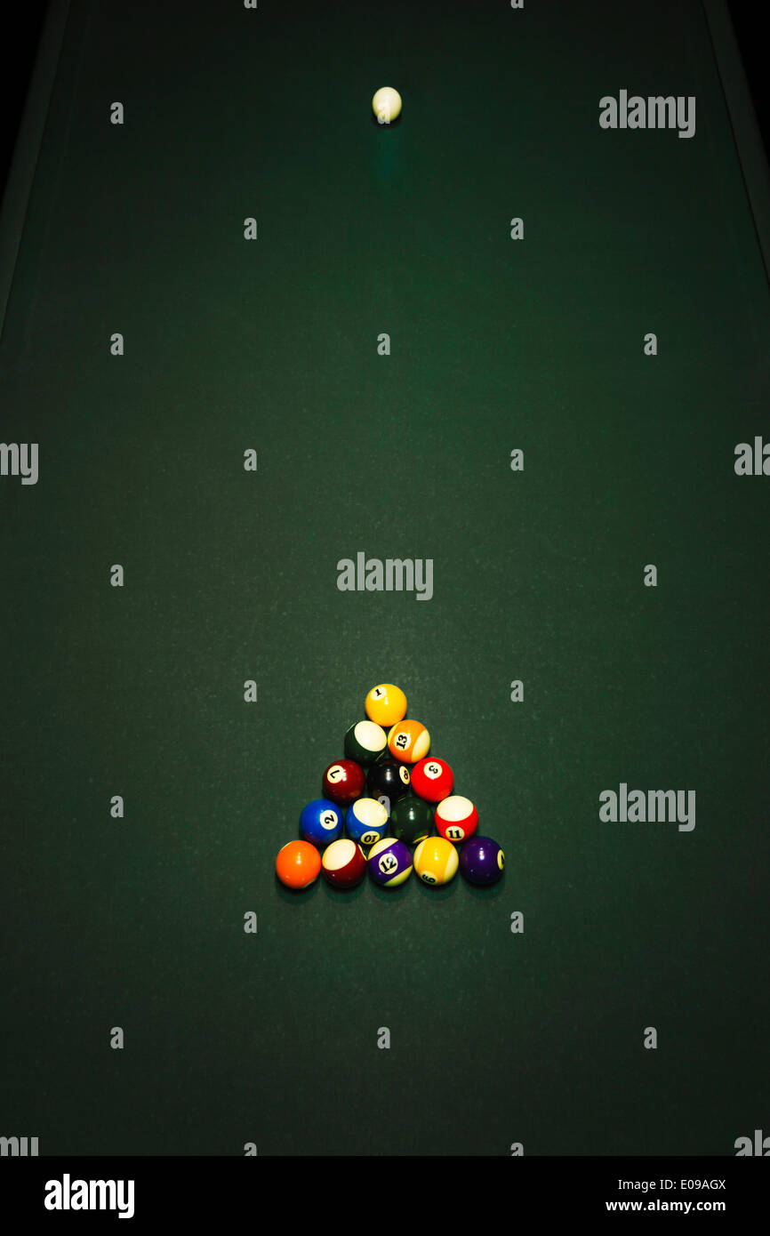 Table for billiards and ball top view Stock Photo - Alamy