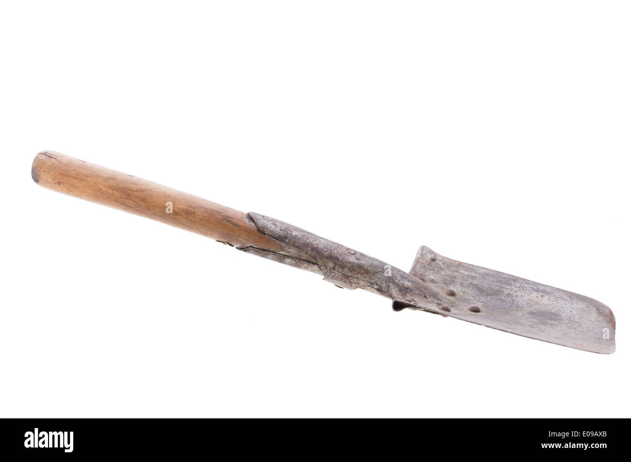 Compact old army spade, isolate on white background Stock Photo - Alamy