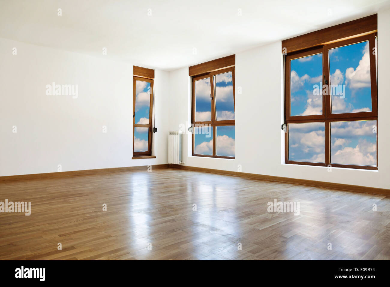 Empty interior room and three windows Stock Photo - Alamy