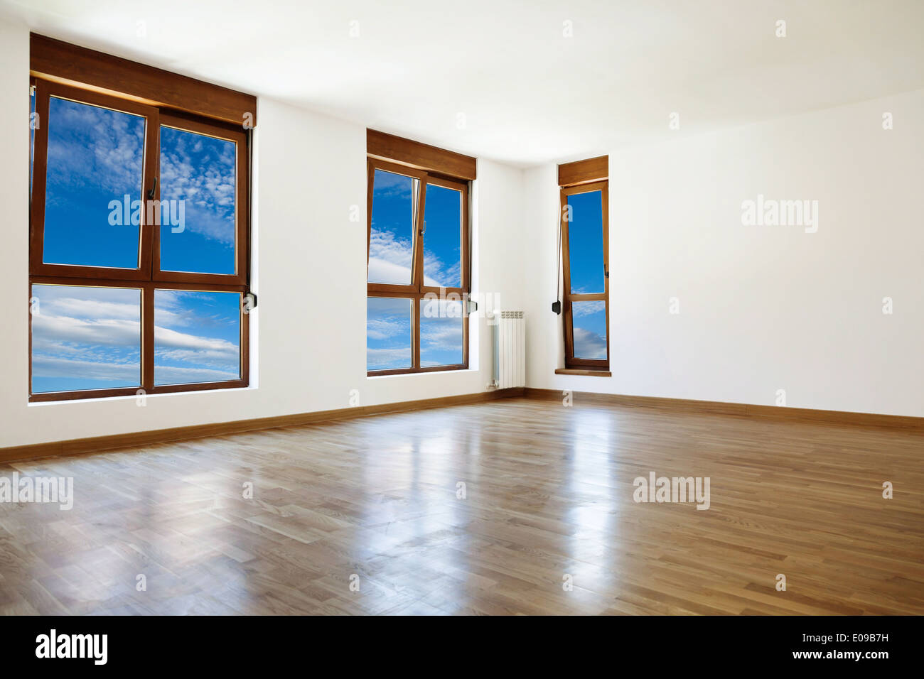 Empty interior room and three windows Stock Photo - Alamy