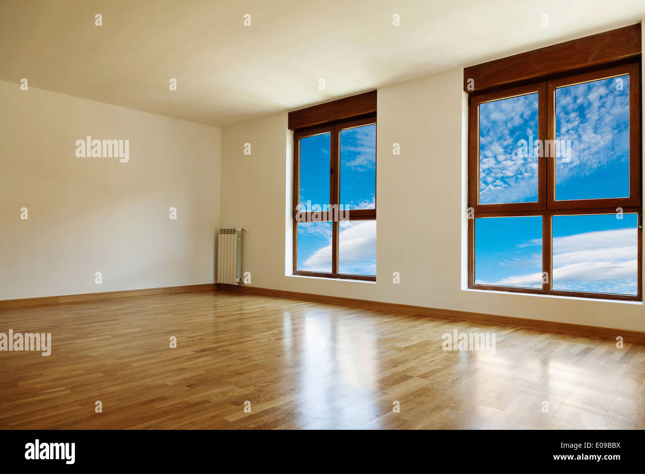 Empty interior room and two windows closed Stock Photo - Alamy