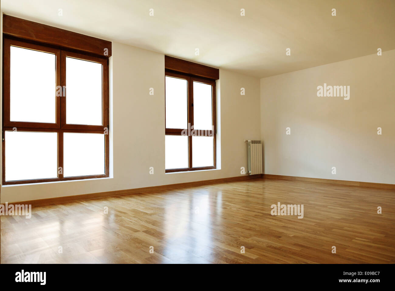 Empty interior room and two windows closed Stock Photo - Alamy
