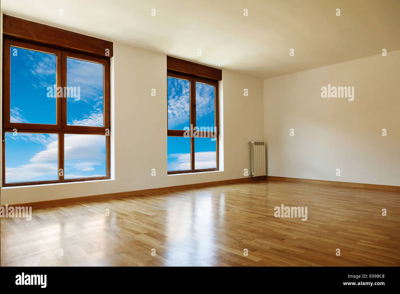 Empty interior room and two windows closed Stock Photo - Alamy