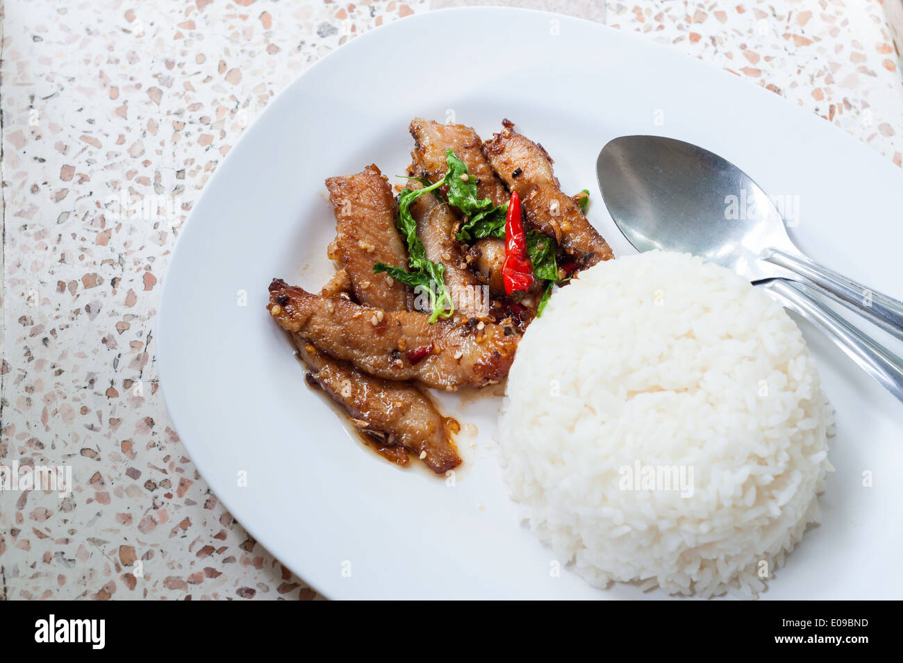 Basil fried rice pork hi-res stock photography and images - Alamy