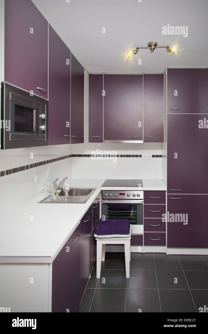 Modern small kitchen clean interior design deco architecture Stock ...