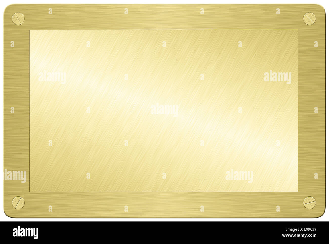 Wooden plaque with brushed metal plate isolated on white. Clipping path ...