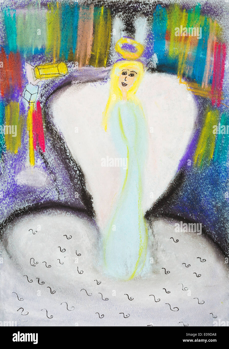 children drawing - young princess in library Stock Photo - Alamy