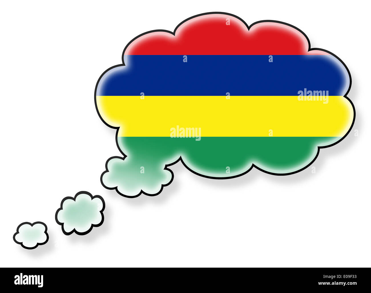 Flag in the cloud isolated on white background flag of Mauritius Stock ...