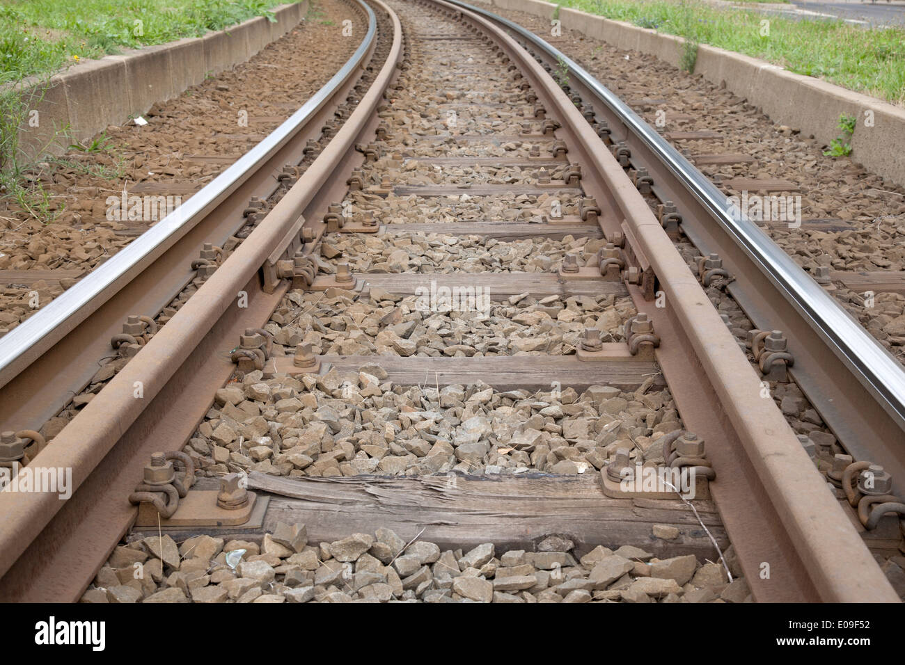 Railway Tram Tracks in Urban Setting Stock Photo - Alamy