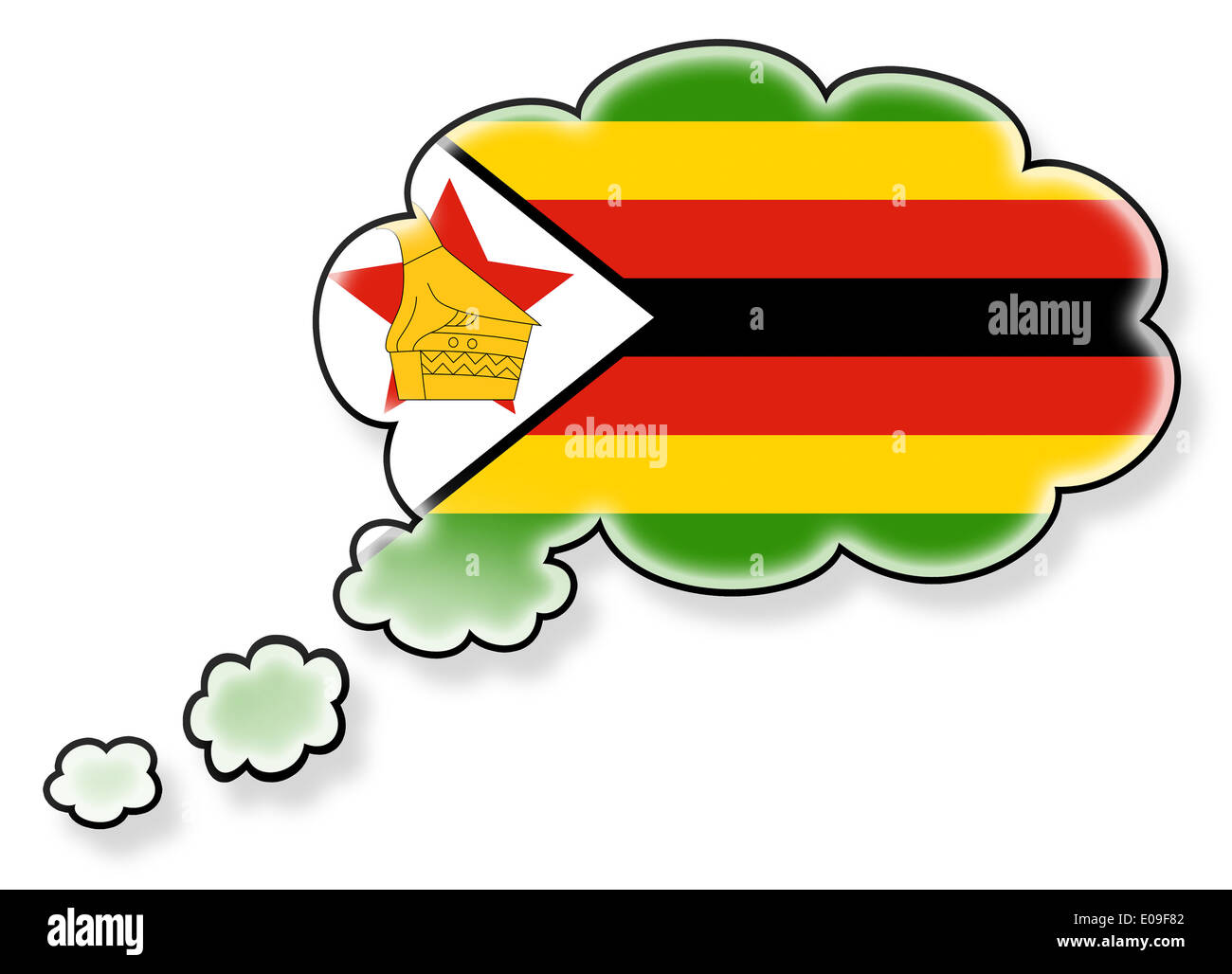 Flag in the cloud isolated on white background flag of Zimbabwe Stock ...