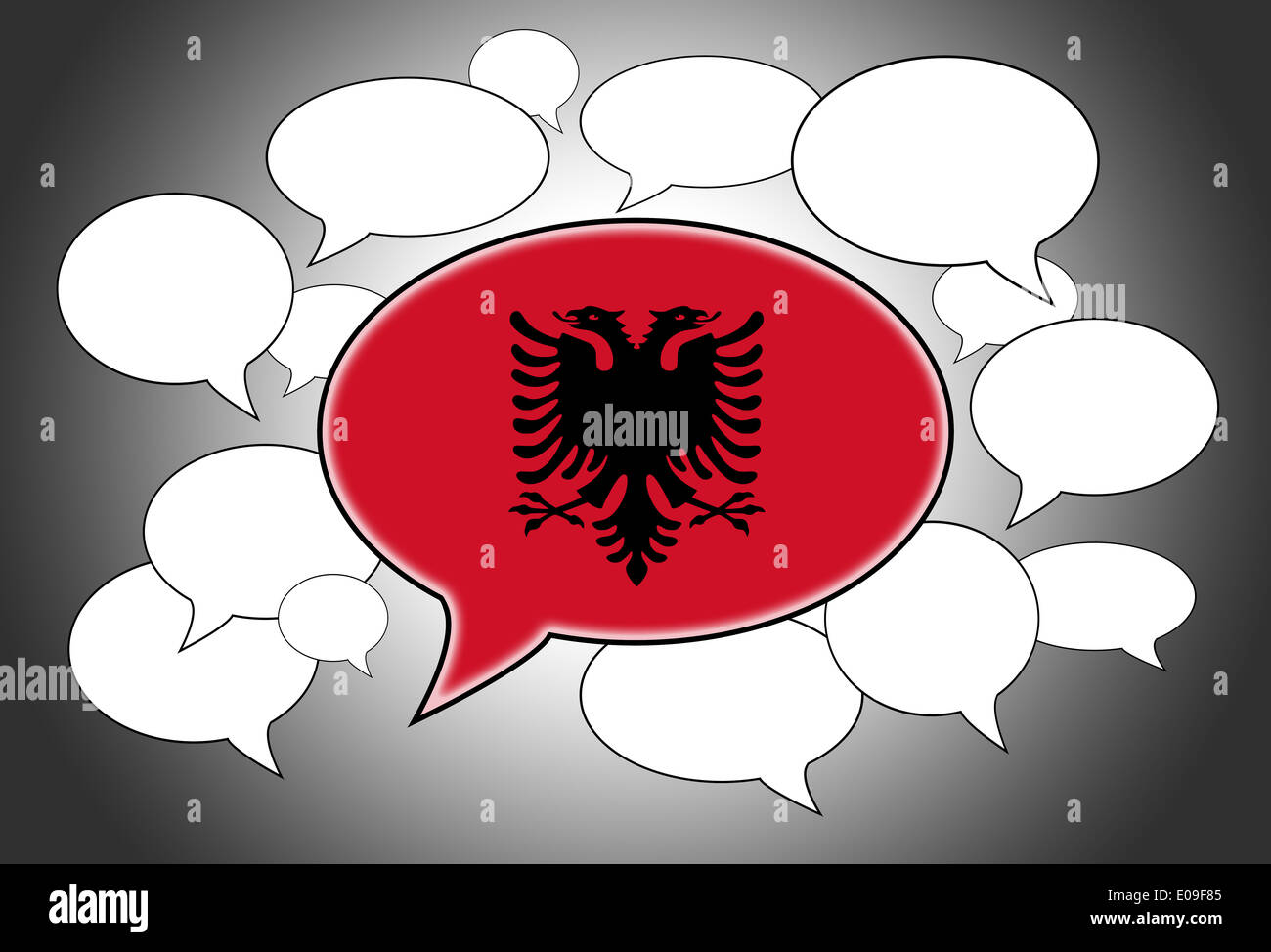 Speech bubbles concept - spoken language is Albanian Stock Photo - Alamy