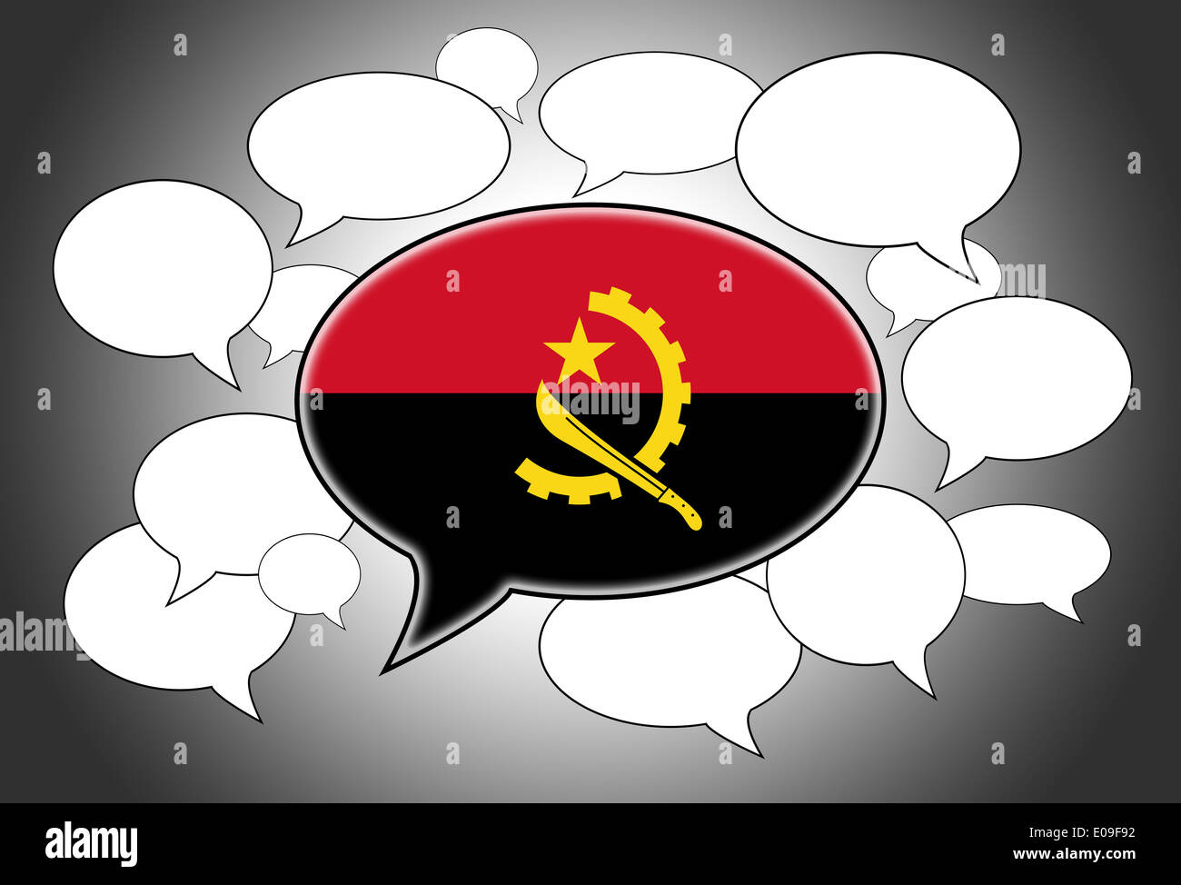 Speech bubbles concept - spoken language is Angolan Stock Photo - Alamy