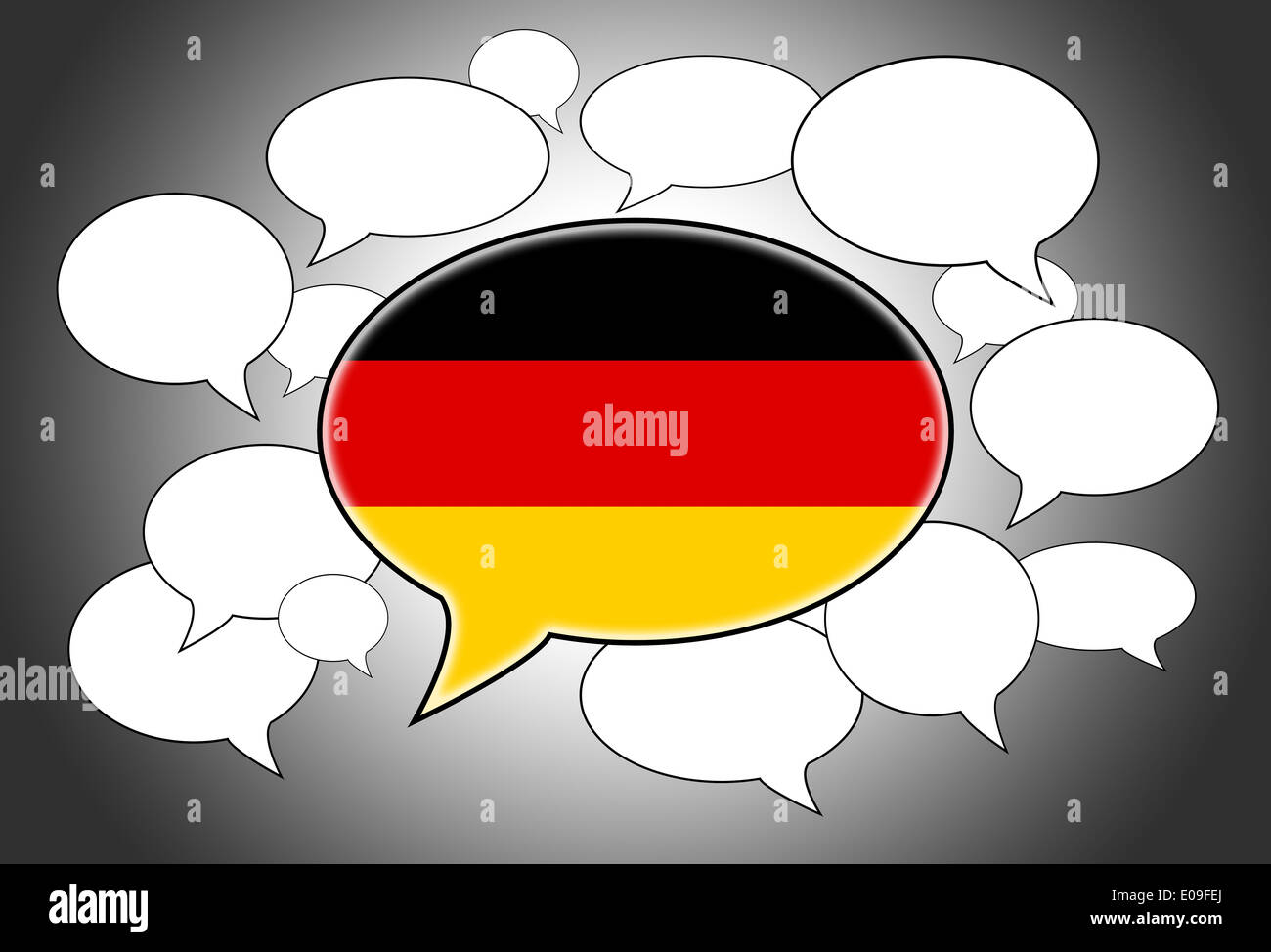 Speech bubbles concept - spoken language is German Stock Photo - Alamy