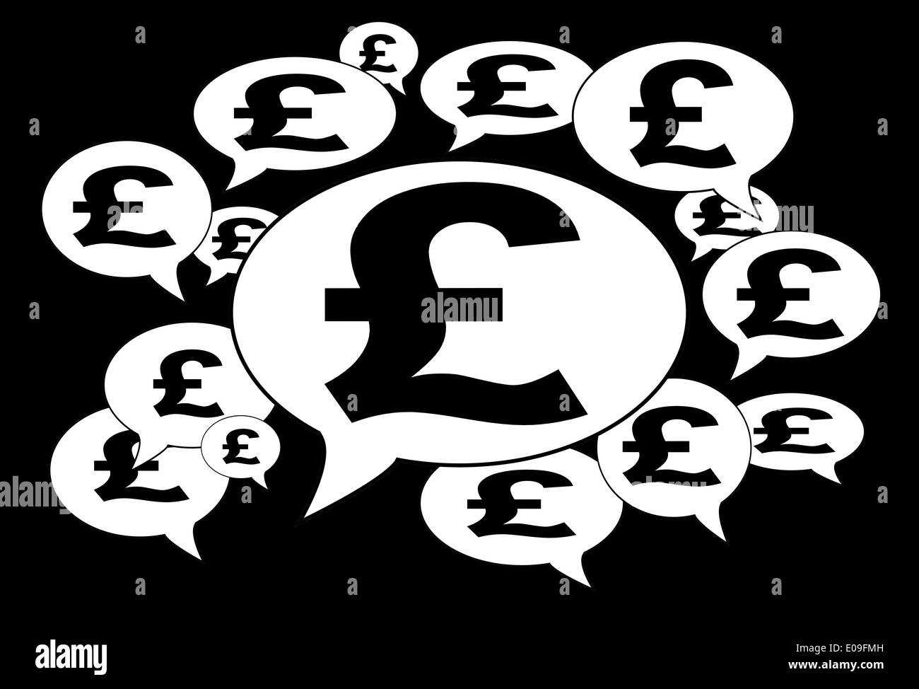 Communication and business concept - Speech cloud british pound signs ...
