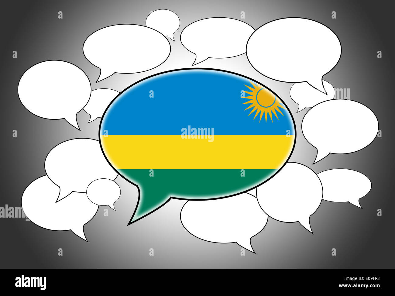 Communication concept - Speech cloud the voice of Rwanda Stock Photo ...