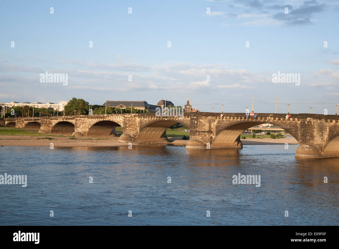 Augustus Bridge - Augustusbrucke, River Elbe, Dresden; Germany Stock ...