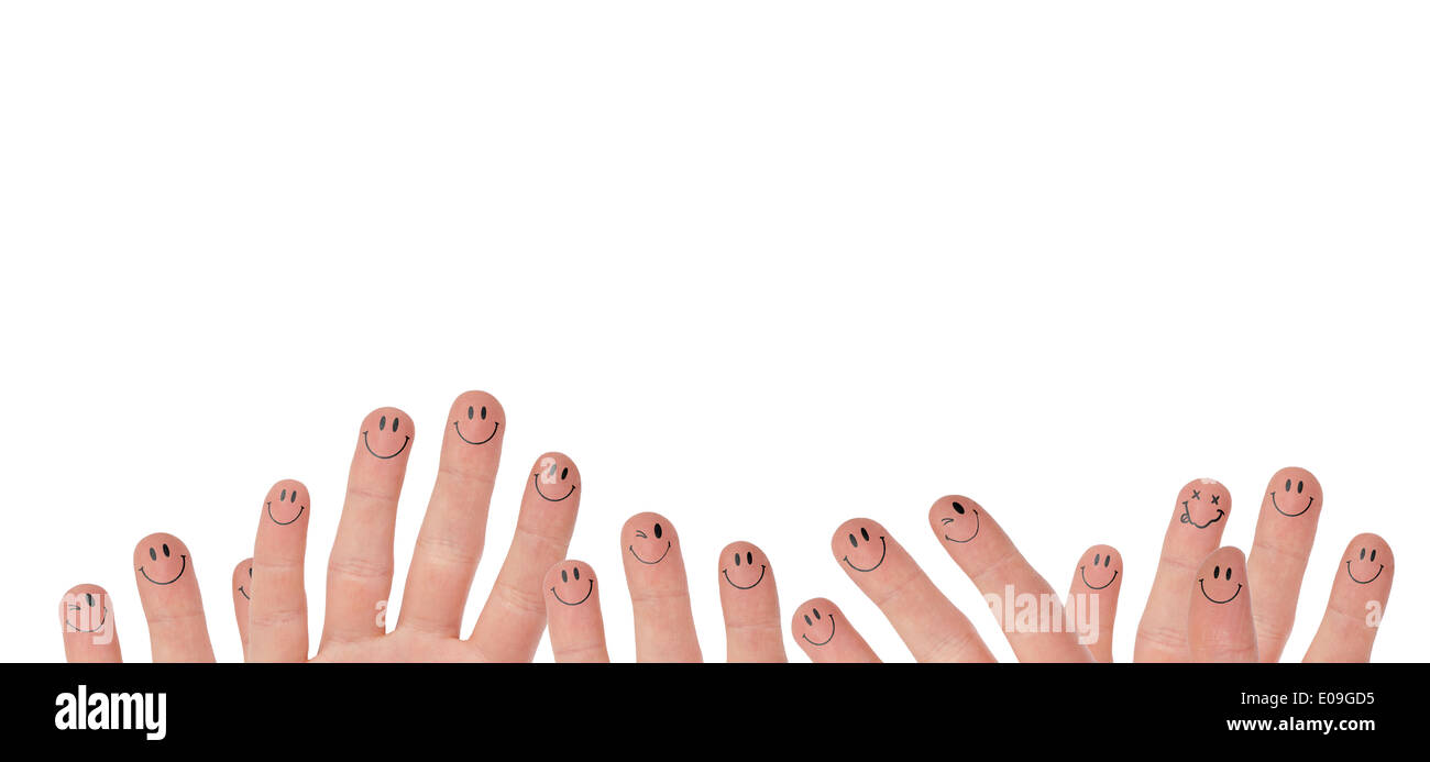 Happy group of finger faces isolated on white Stock Photo - Alamy
