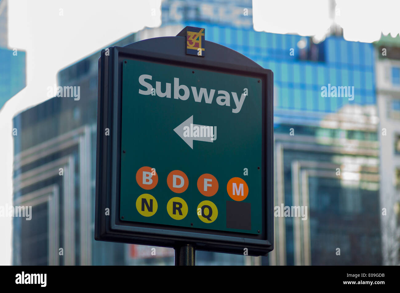 USA, New York, Manhattan, view to direction sign of subway Stock Photo ...