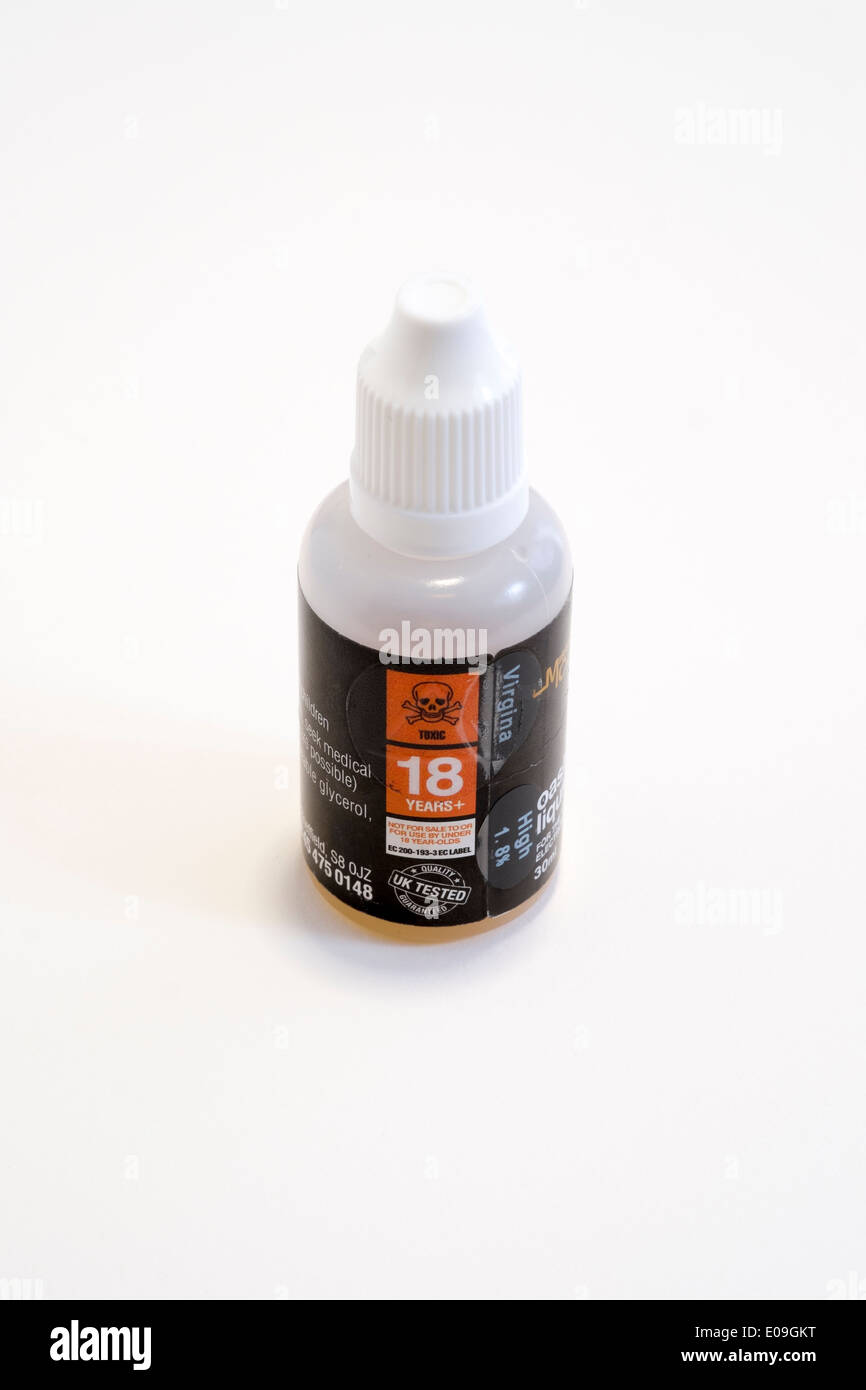 Plastic bottle of Nicotine liquid Stock Photo - Alamy