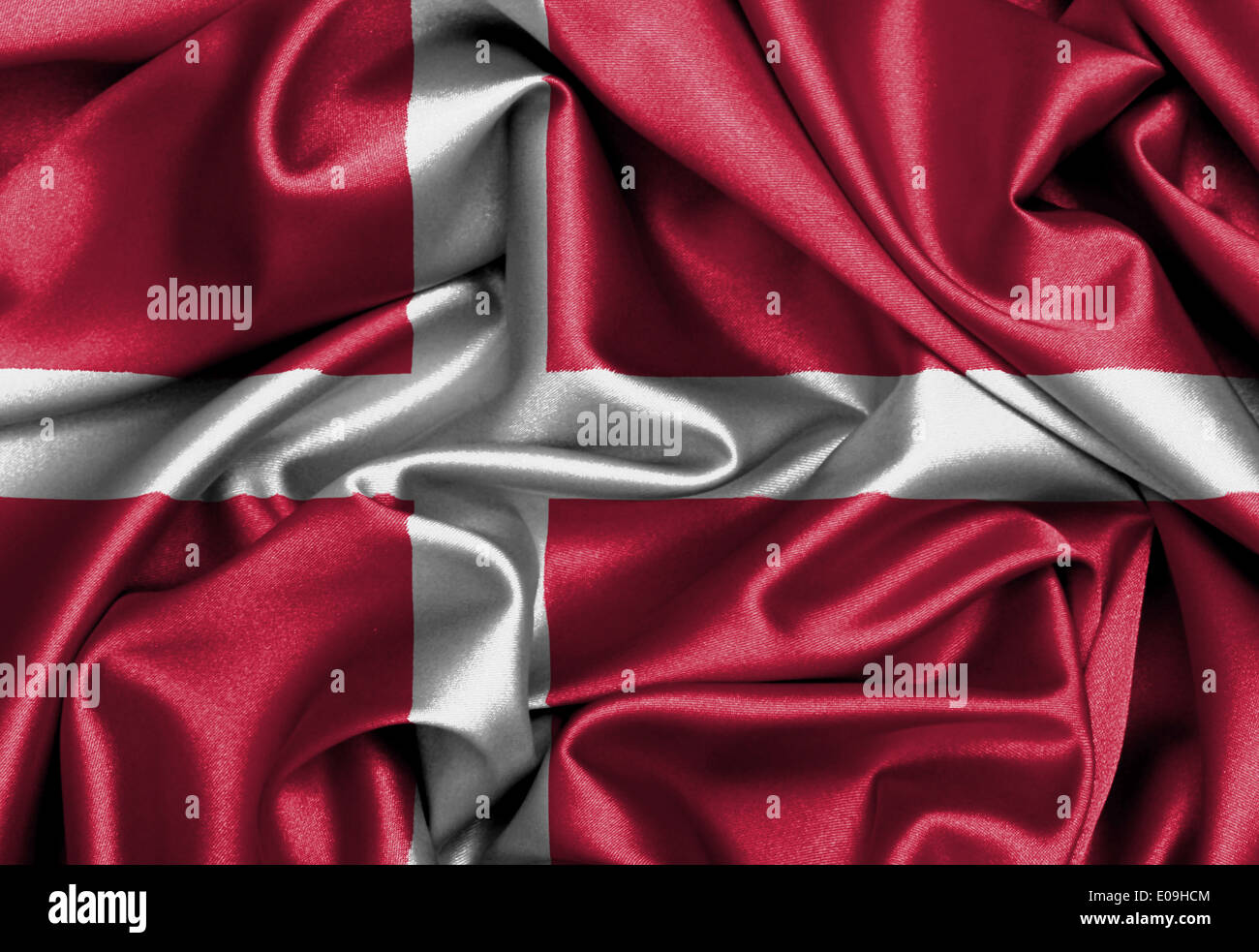 Satin flag three dimensional render flag of Denmark Stock Photo - Alamy