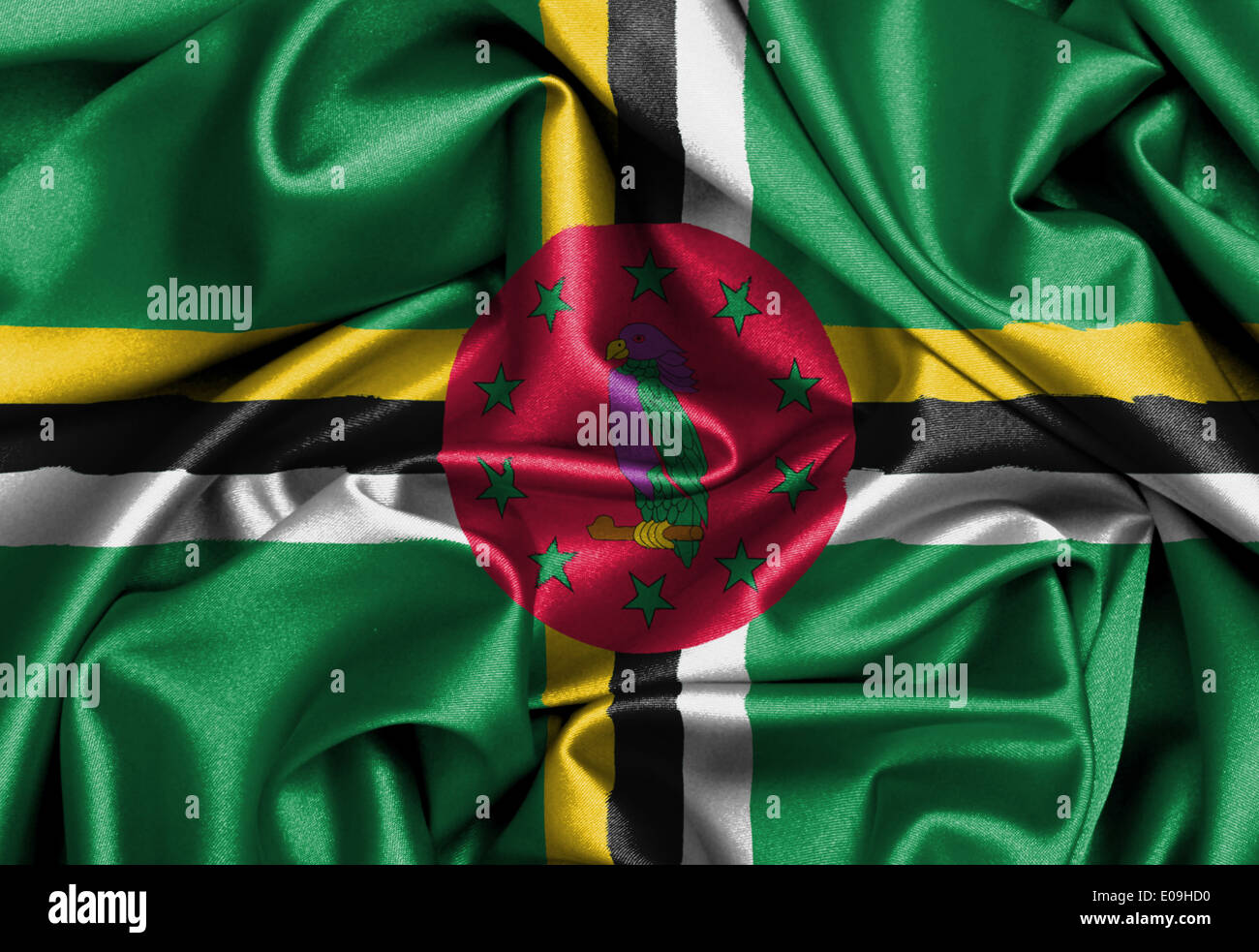 Satin flag three dimensional render flag of Dominica Stock Photo - Alamy