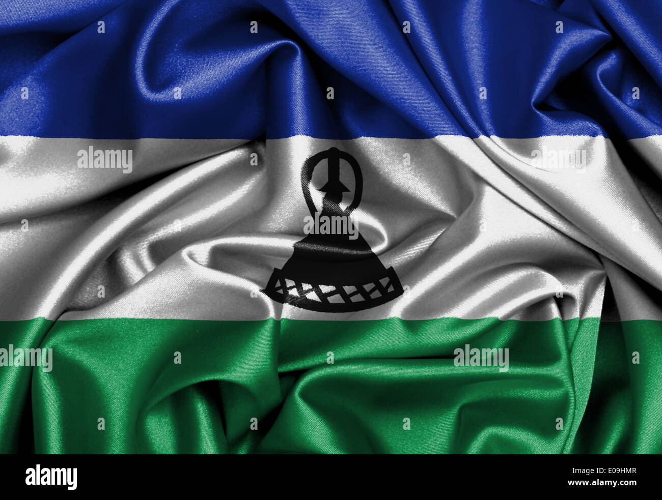 Satin flag three dimensional render flag of Lesotho Stock Photo - Alamy