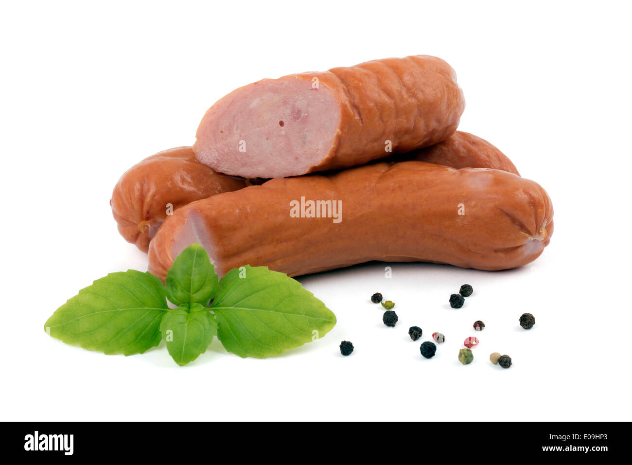 Sausage on a white background Stock Photo - Alamy