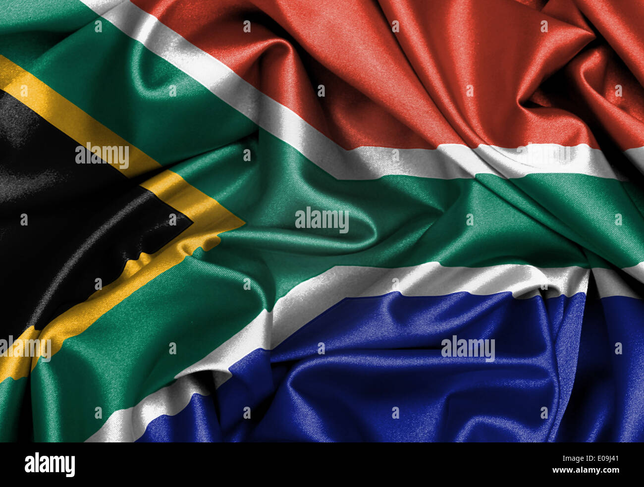 Satin flag three dimensional render flag of South Africa Stock Photo ...