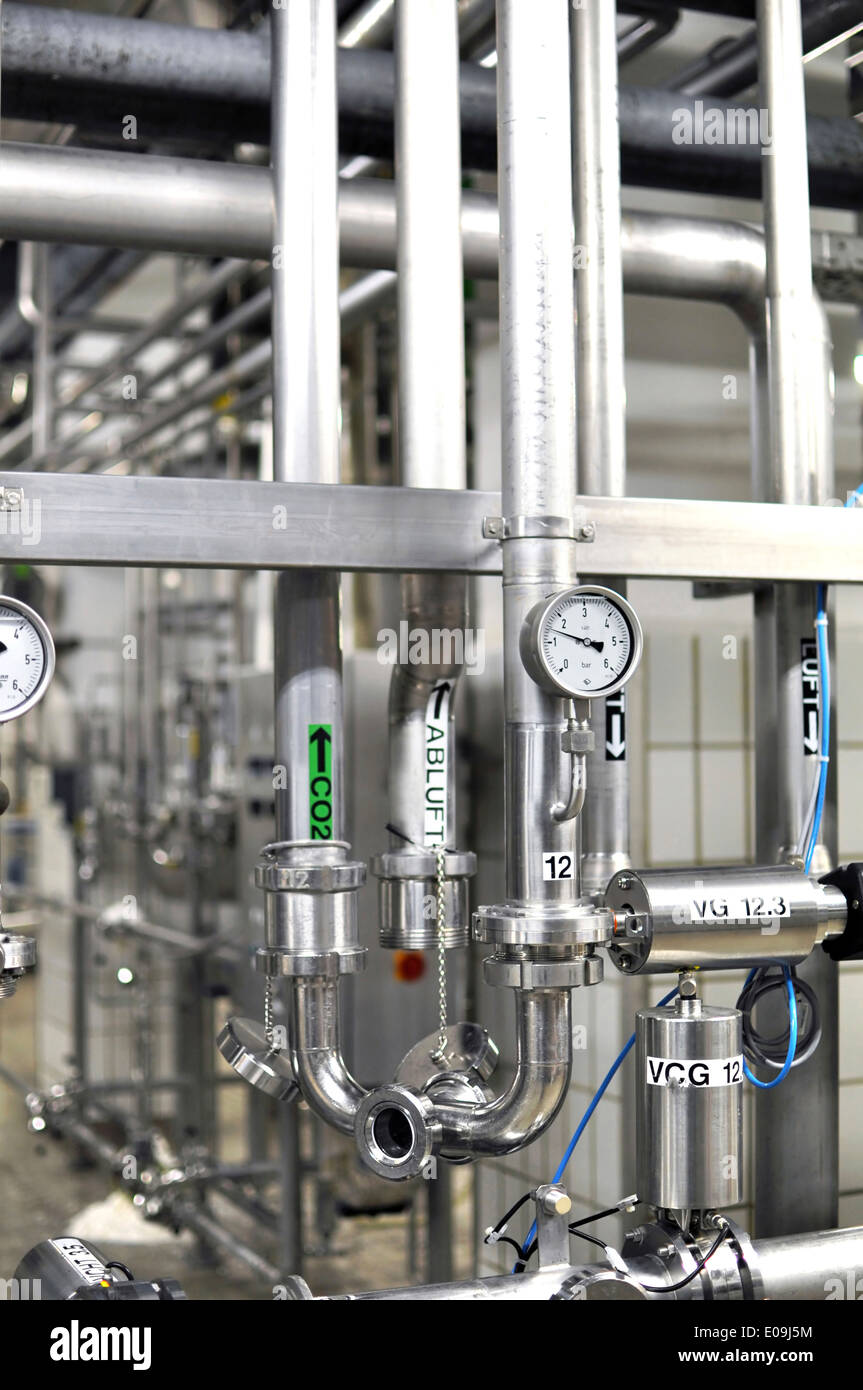 Germany, Pipeworks in brewery Stock Photo - Alamy