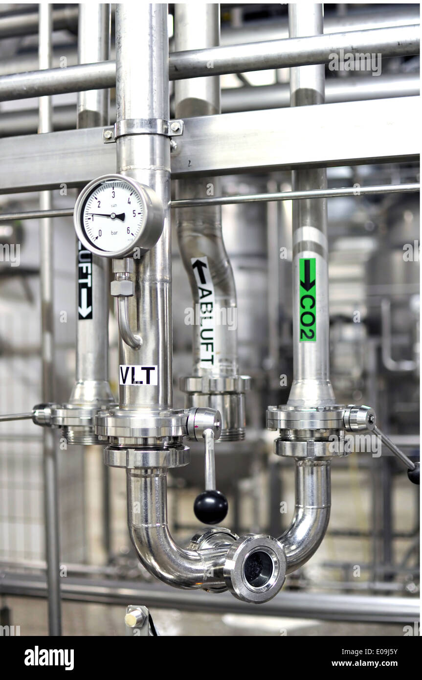 Germany, Pipeworks in brewery Stock Photo - Alamy