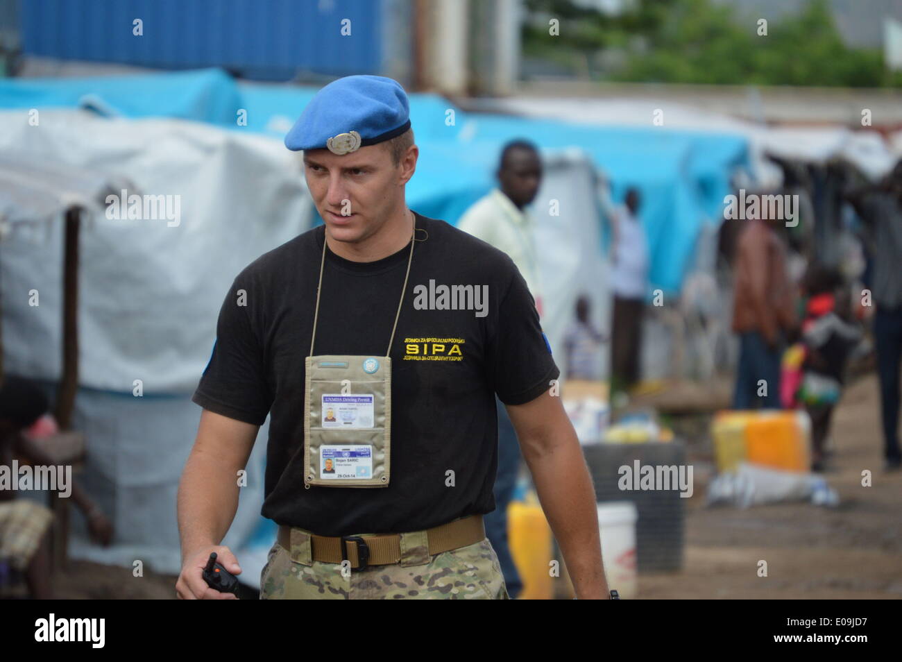 Juba, South Sudan, Africa. 6th May, 2014. Security police stand guard ...