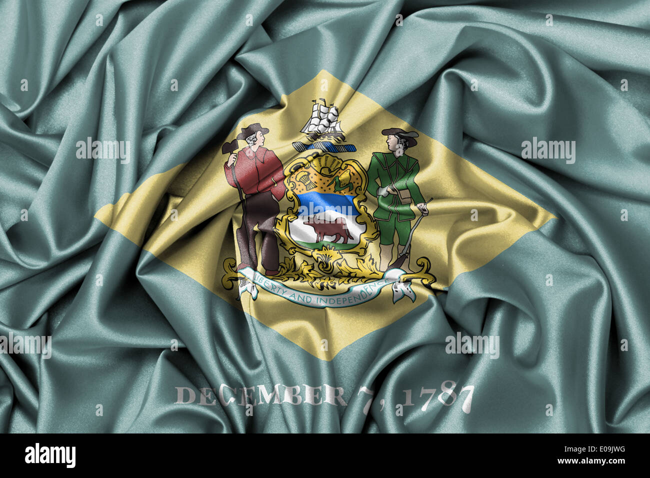 Satin flag three dimensional render flag of Delaware Stock Photo - Alamy