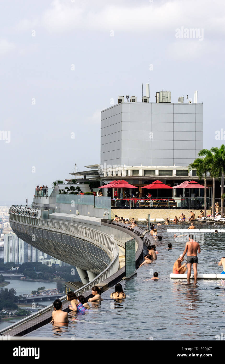 Asia, Singapore, Marina Bay Sands Hotel, SkyPark with swimming pool Stock Photo - Alamy