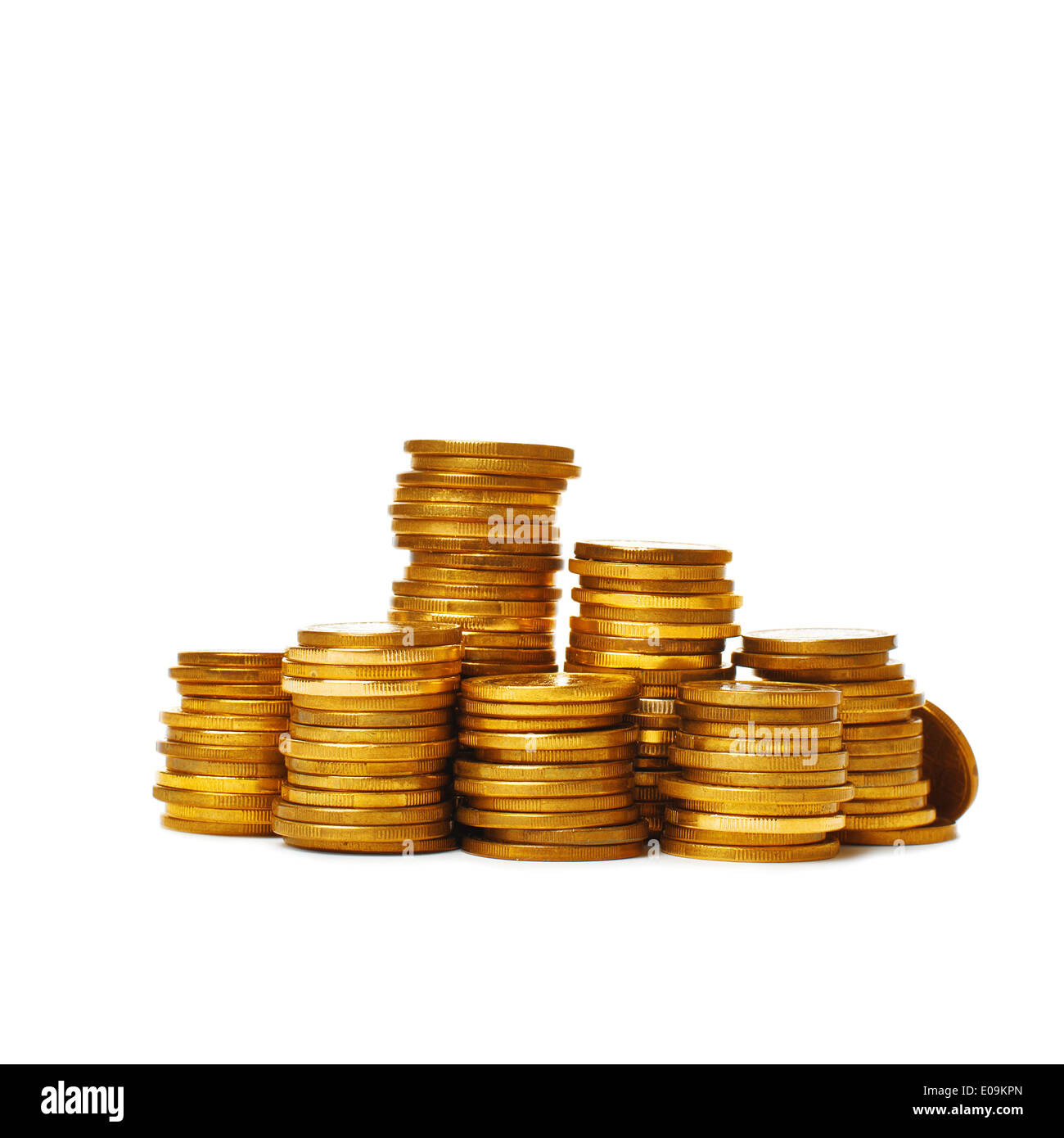 Coin stack on white background Stock Photo - Alamy