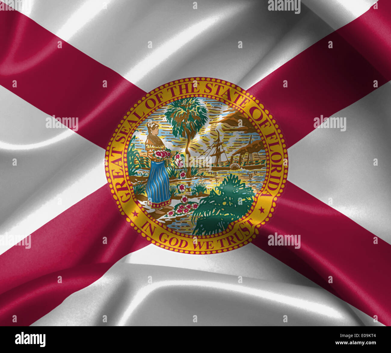 Satin flag three dimensional render flag of Florida Stock Photo - Alamy