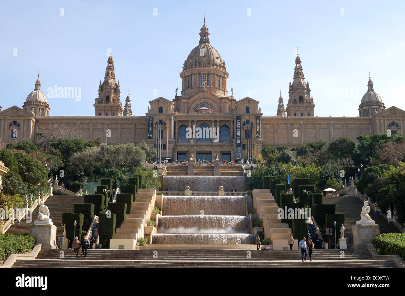The National Museum of Catalan Art on Montjuic in Barcelona. Catalonia ...
