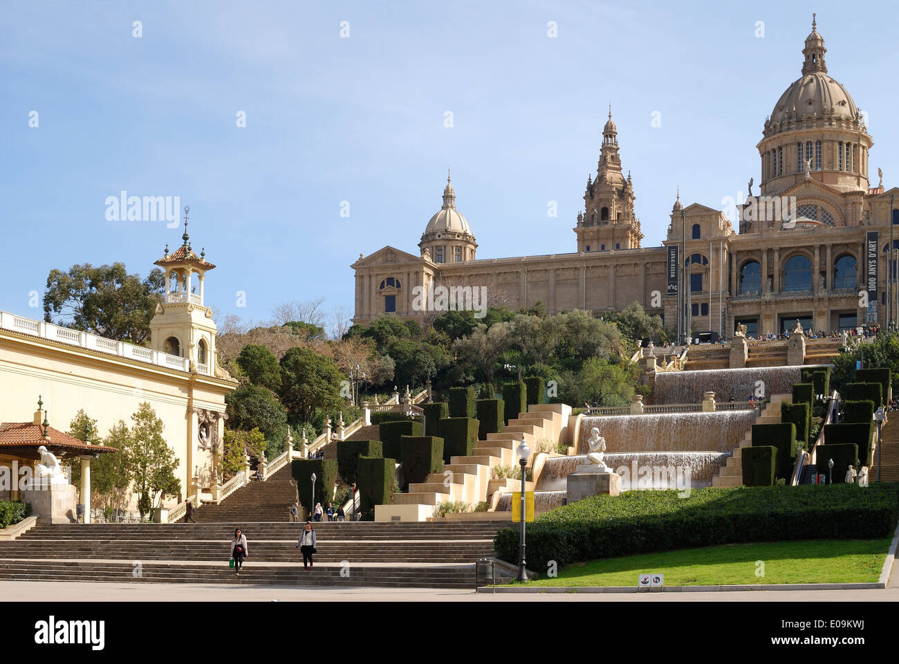 The National Museum of Catalan Art on Montjuic in Barcelona. Catalonia ...