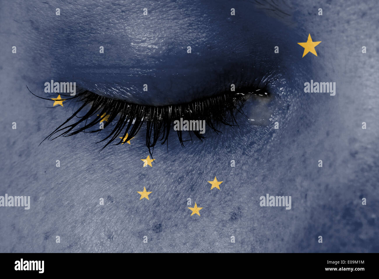 Crying woman pain and grief concept flag of Alaska Stock Photo - Alamy