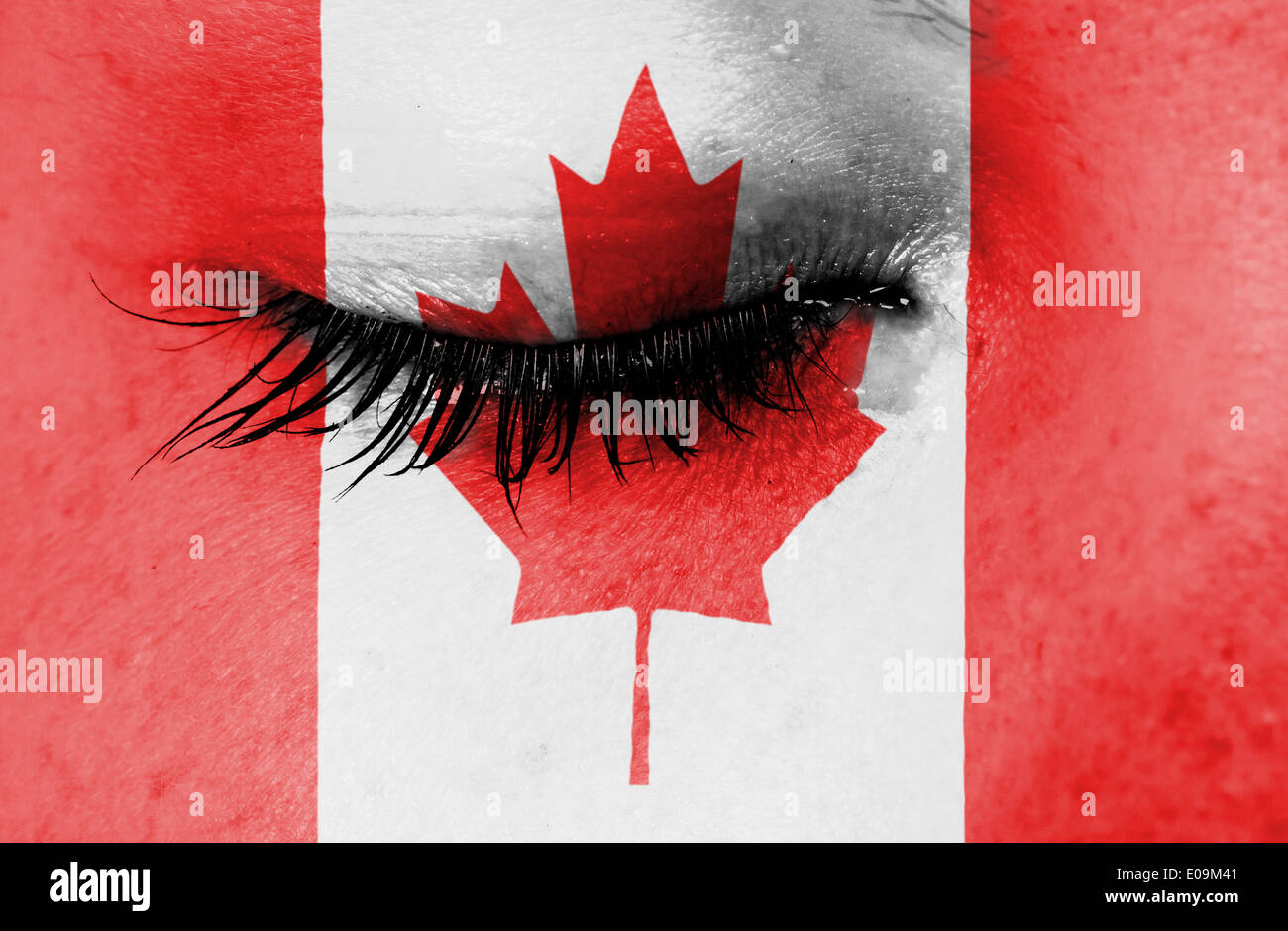 Crying woman pain and grief concept flag of Canada Stock Photo - Alamy