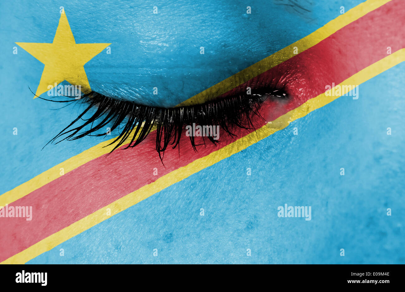 Crying woman pain and grief concept flag of Congo Stock Photo - Alamy