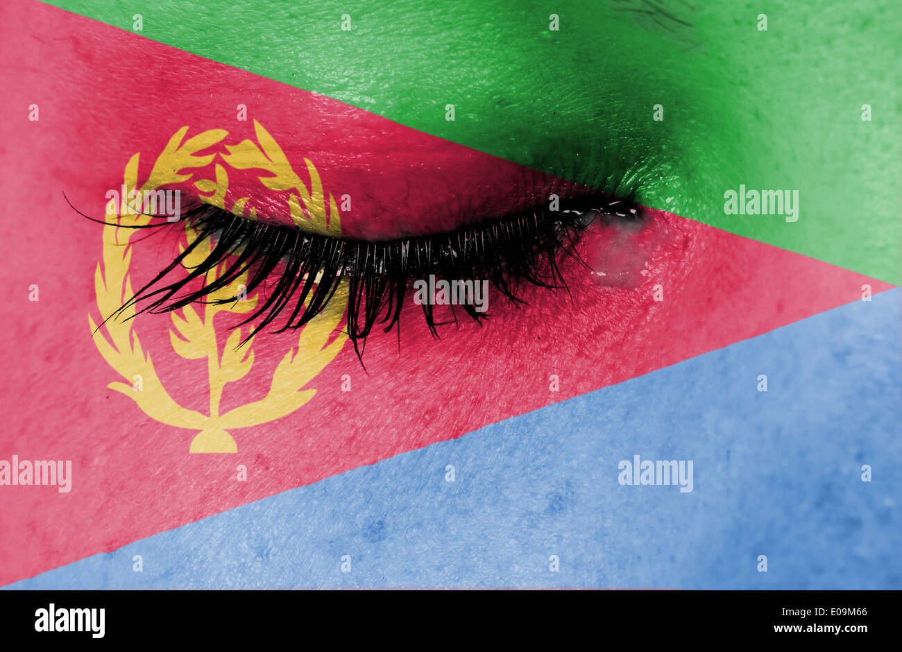Crying woman pain and grief concept flag of Eritrea Stock Photo - Alamy