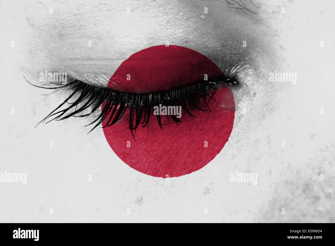 Crying woman pain and grief concept flag of Japan Stock Photo - Alamy
