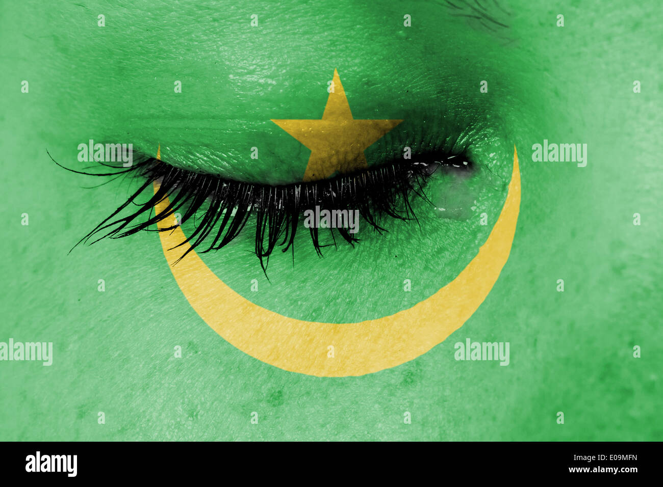 Crying woman pain and grief concept flag of Mauritania Stock Photo - Alamy