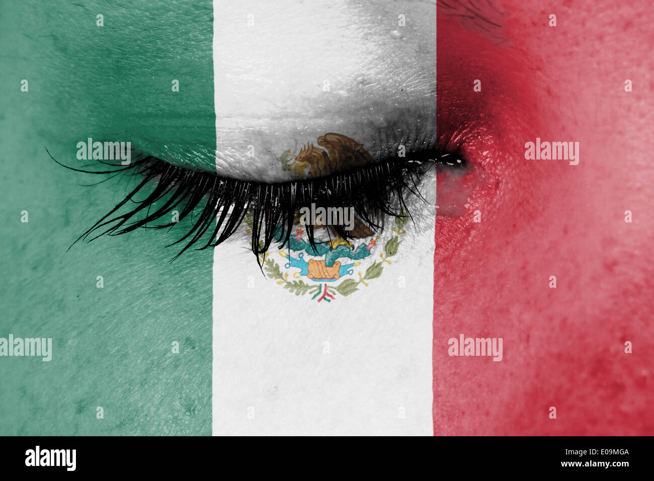 Crying woman pain and grief concept flag of Mexico Stock Photo - Alamy