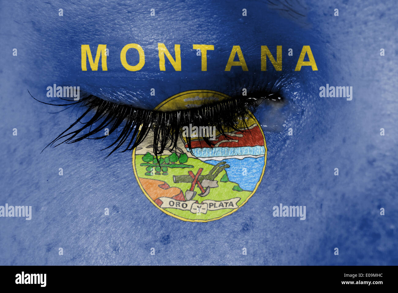 Crying woman pain and grief concept flag of Montana Stock Photo - Alamy
