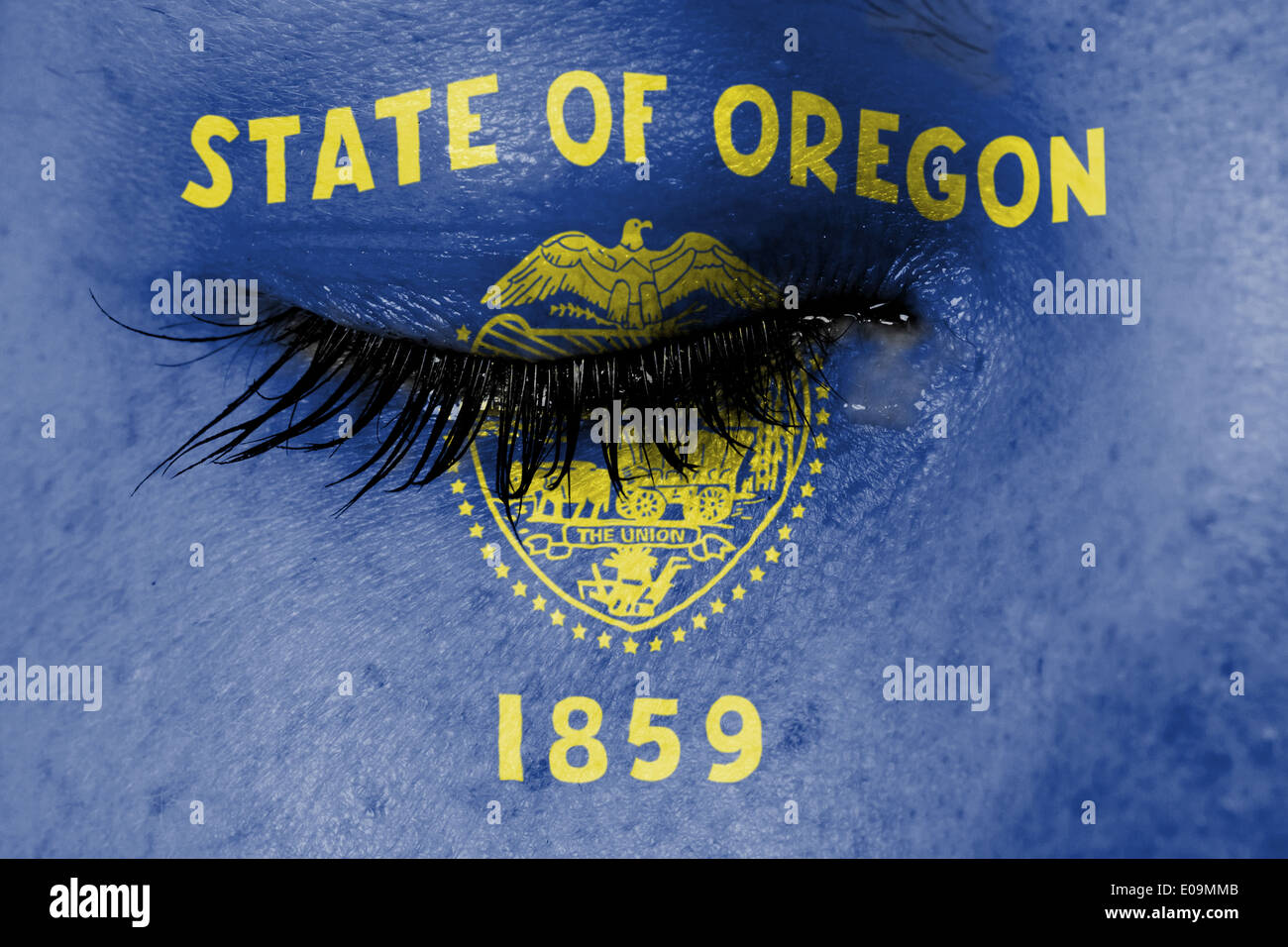 Crying woman pain and grief concept flag of Oregon Stock Photo - Alamy